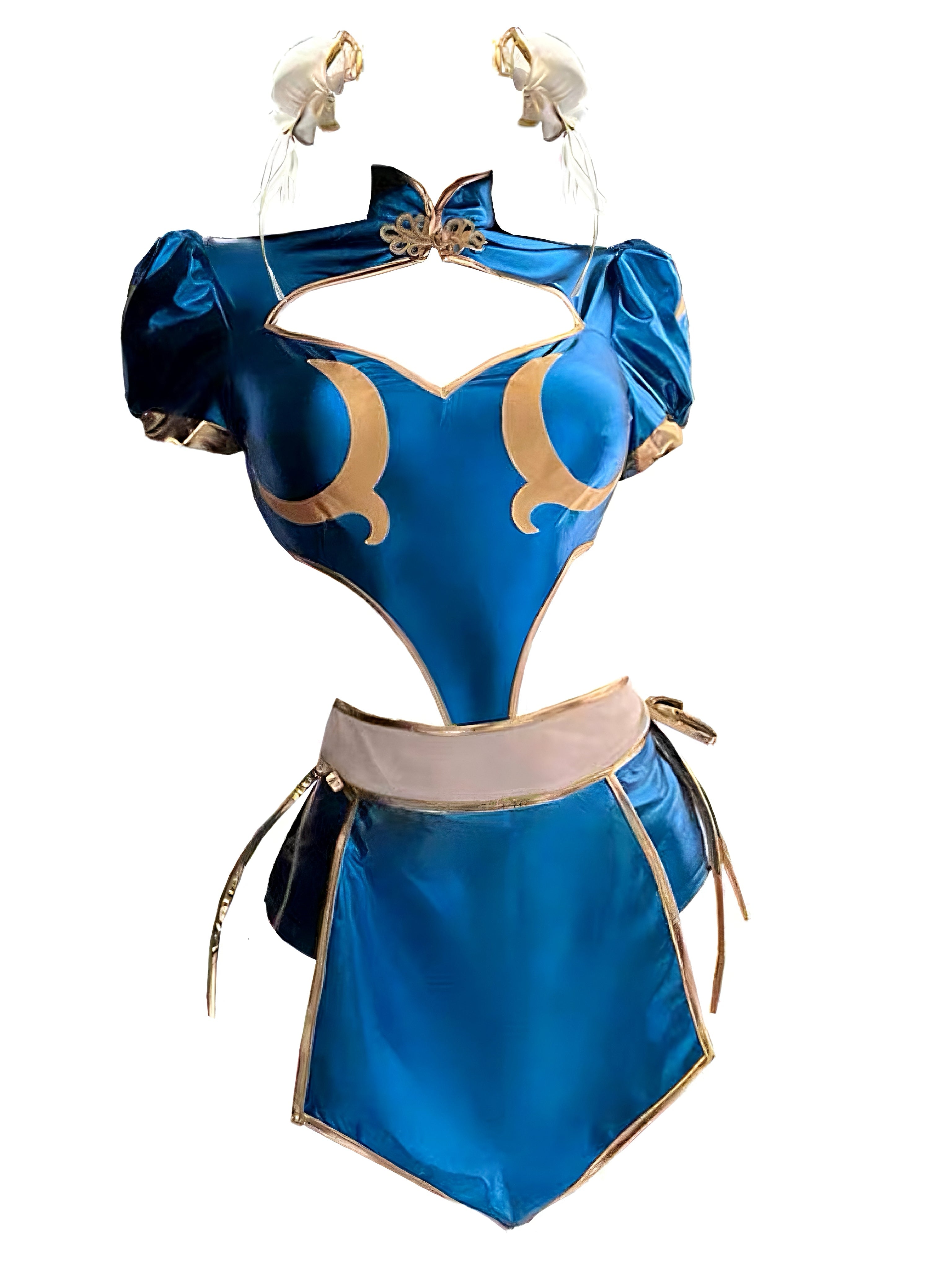 Alielnosirrah - 'Chun-Li' Red Fluffy Hem Split Costume Dress ...
