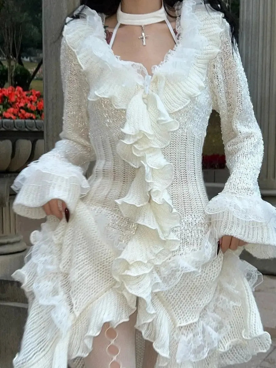 Alielnosirrah - 'Dear Rosa' Ruffle Knitted Sweater Dress – AlielNosirrah